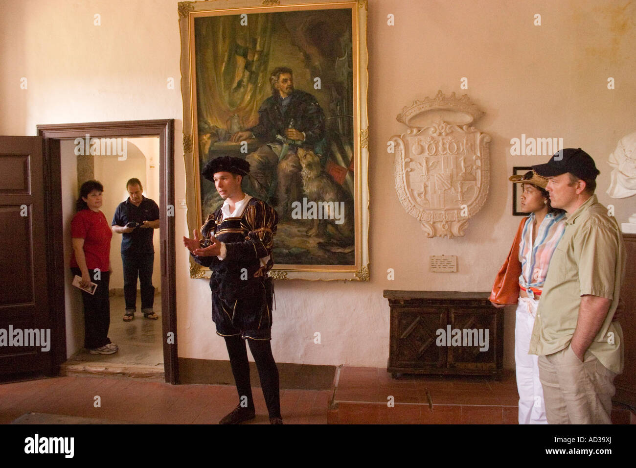 Tour guide dressed as Erasmus in Predjama Castle, Slovenia Stock Photo ...