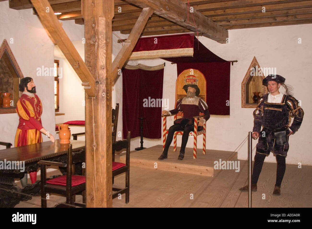 Tour guide dressed as Erasmus, giving tour around Predjama Castle ...