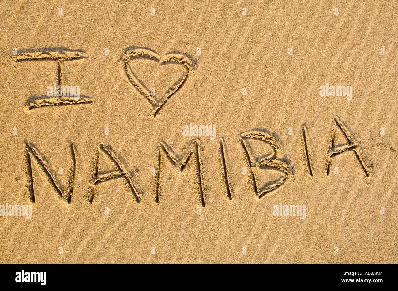 Writing in sand love namibia hi-res stock photography and images - Alamy