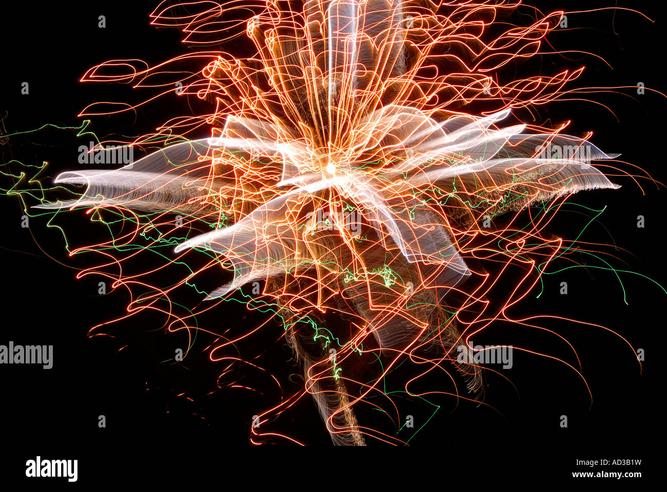 Firework trails - long exposure Stock Photo - Alamy