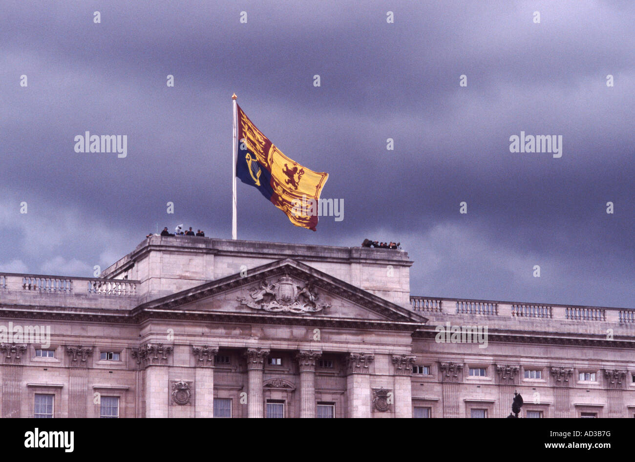 Giant royal standard flying above Buckingham Palace, London Stock Photo ...