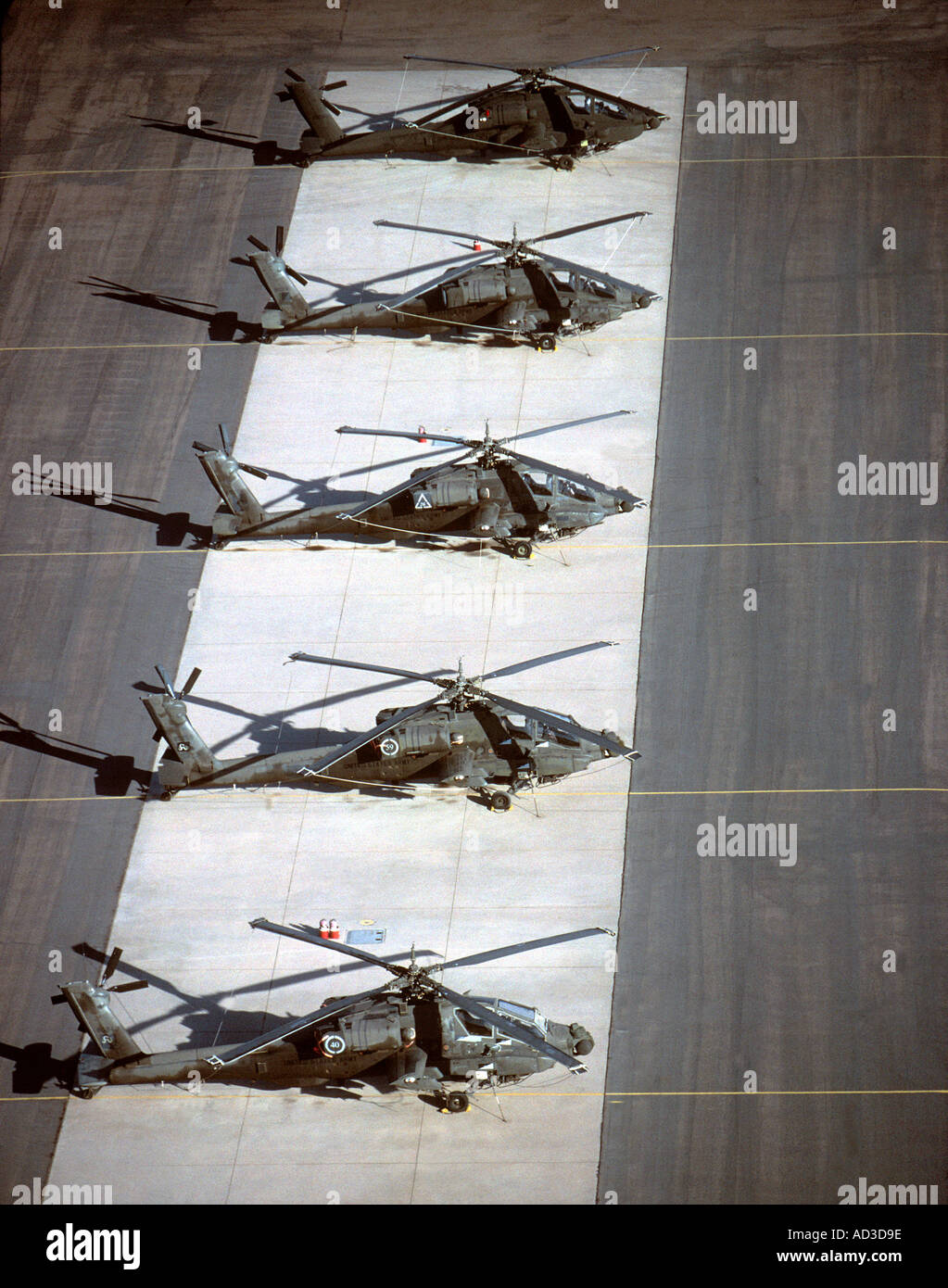 Line up of Boeing AH-64 Apaches at Falcon Field Mesa USA Stock Photo ...