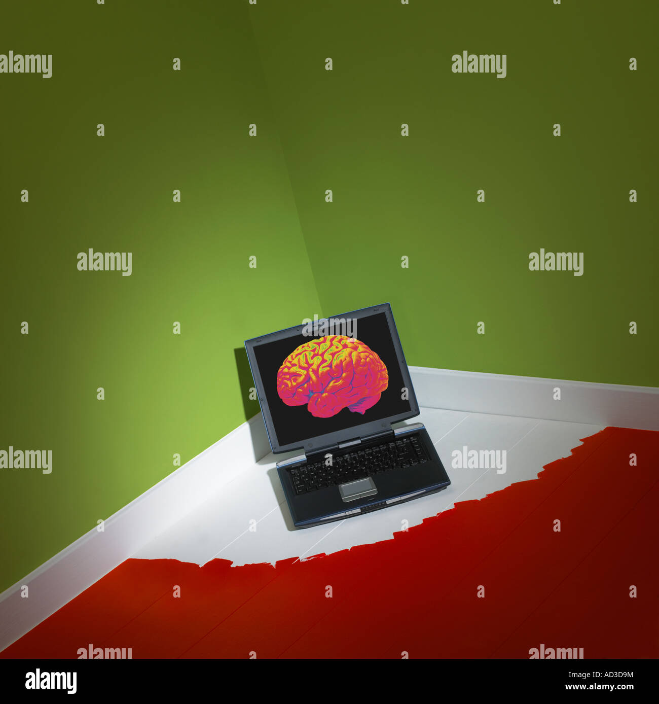 LAP TOP COMPUTER TRAPPED INTO CORNER OF ROOM BY FRESH WET PAINT ON ...