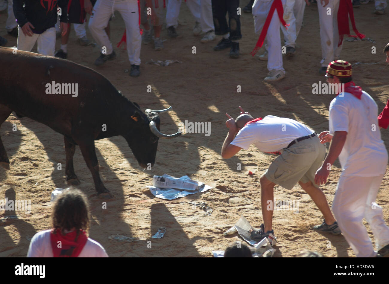 Running of the Bulls, San Fermin Fiesta, Pamplona, Spain Stock Photo ...