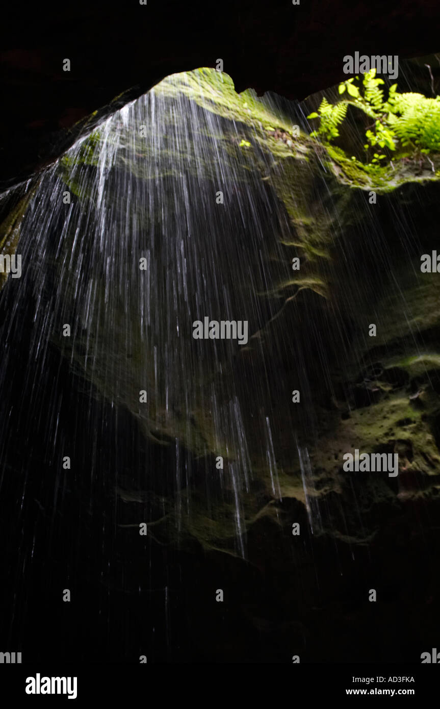 Water falling over a rock face in Hocking Hills State Park, Ohio Stock ...