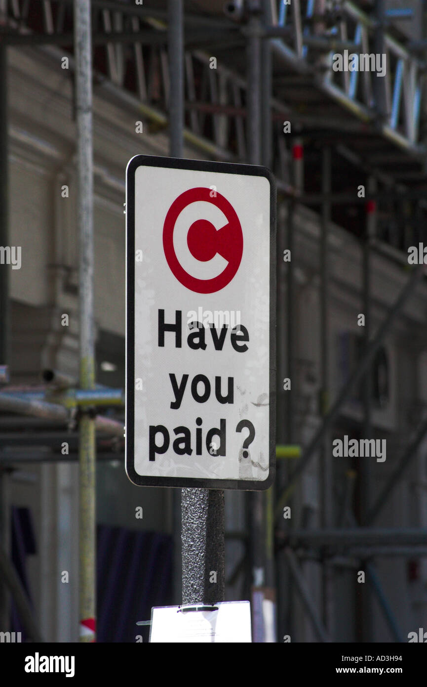 London Congestion Charge road sign Stock Photo - Alamy