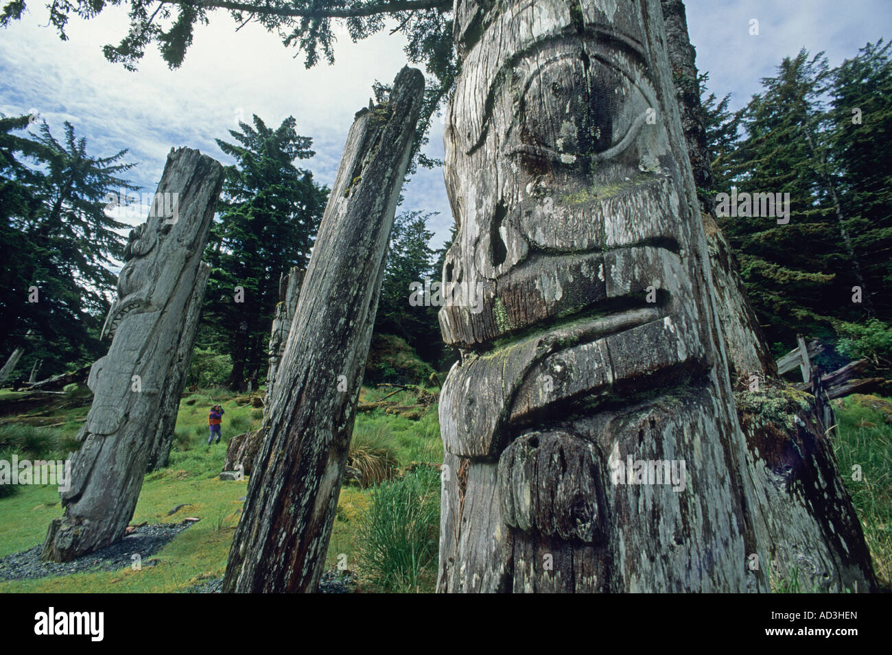 Historic Totem Poles,Ninstints, Haida Gwaii or Queen Charlotte Islands ...