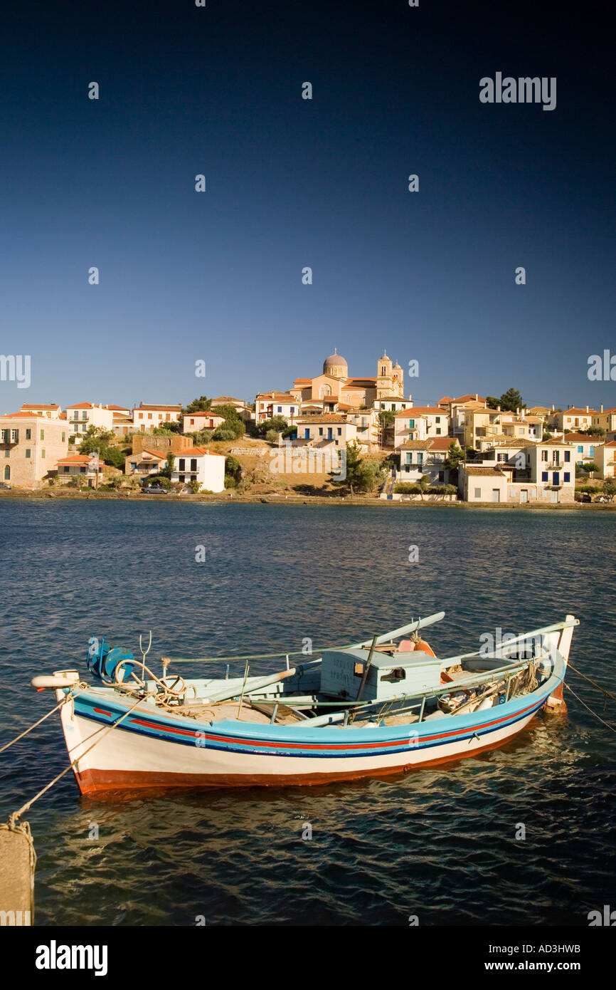 Traditional Greek fishing boat at Galaxidi on the Gulf of Corinth in ...