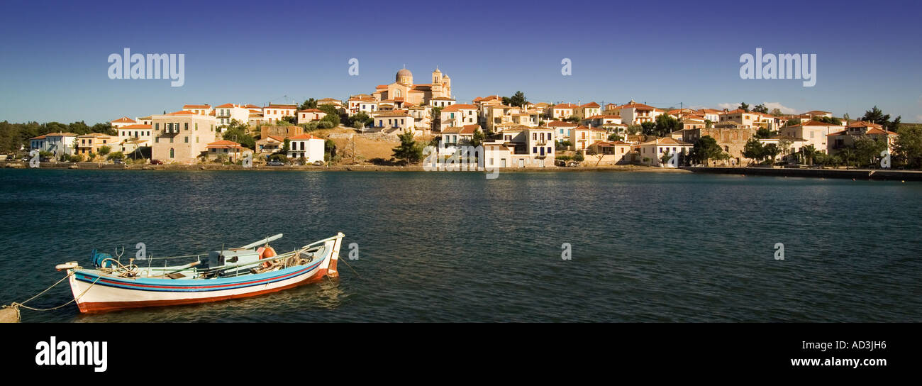 Traditional Greek fishing boat at Galaxidi on the Gulf of Corinth in ...