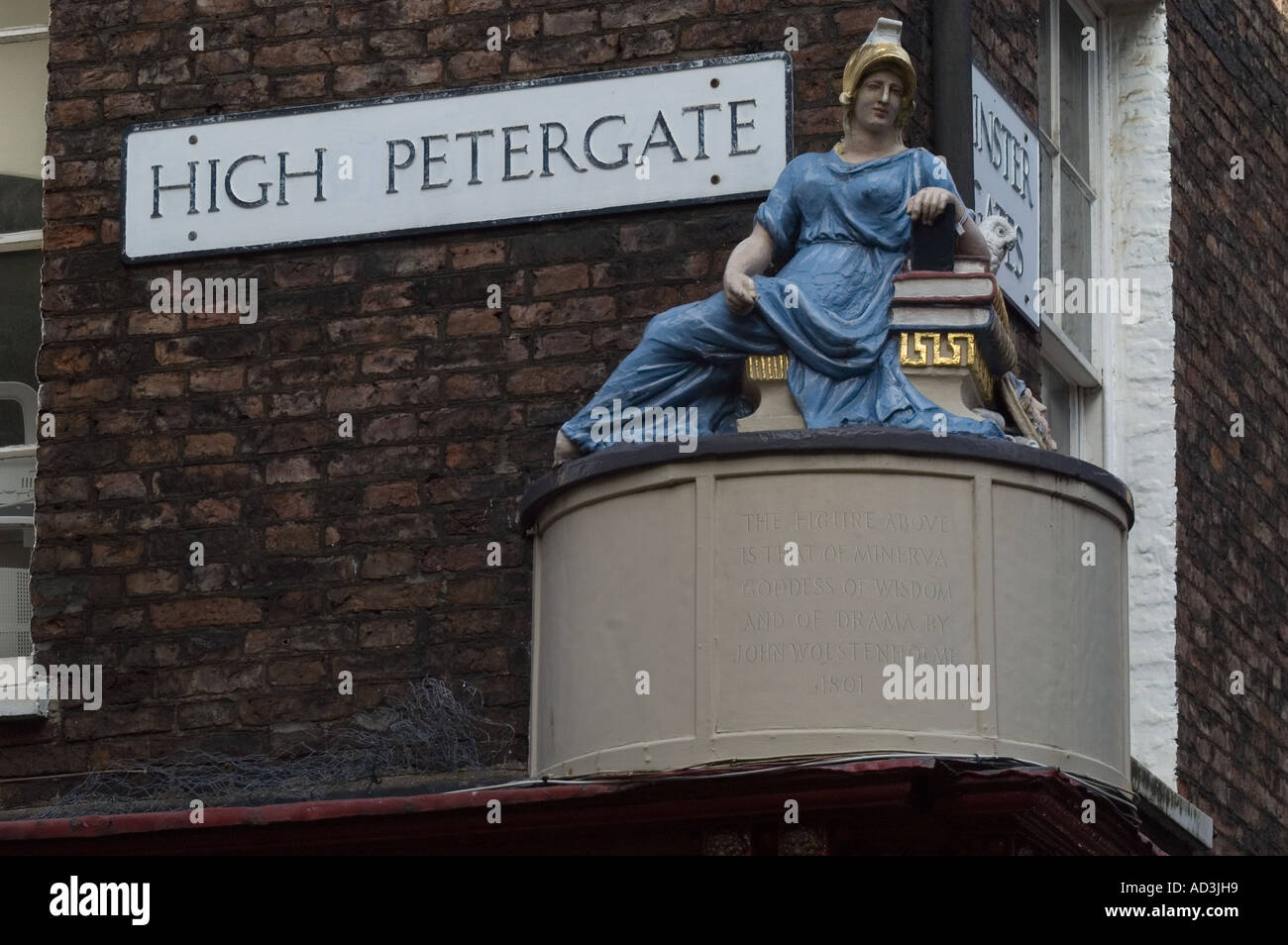 High Petergate sign and statue York England Stock Photo - Alamy