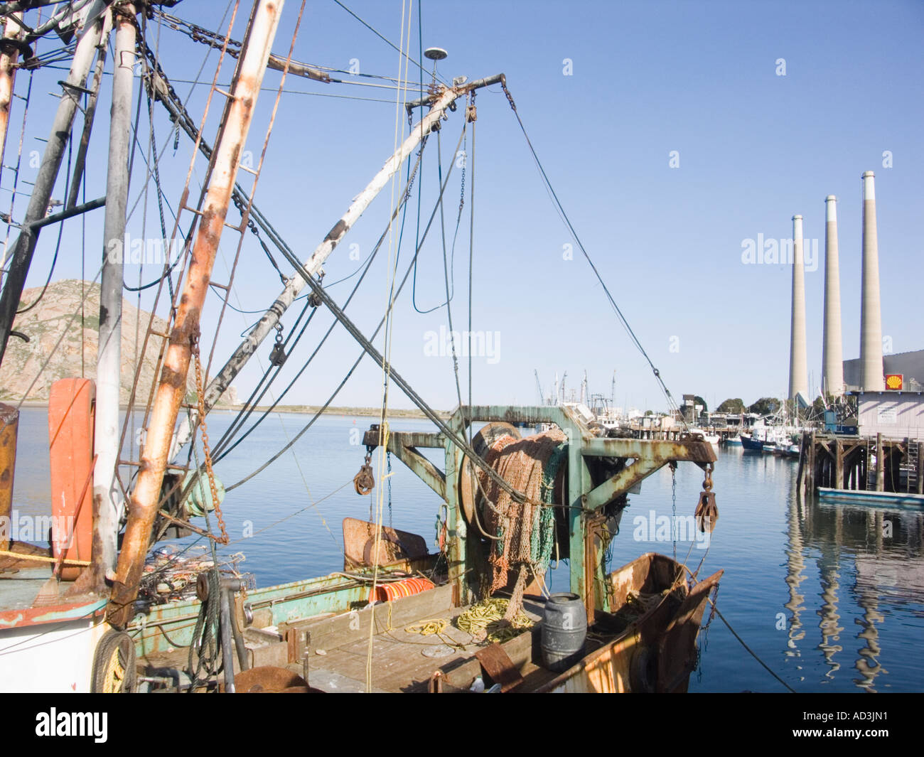 Fishing boats in harbour Stock Photo - Alamy