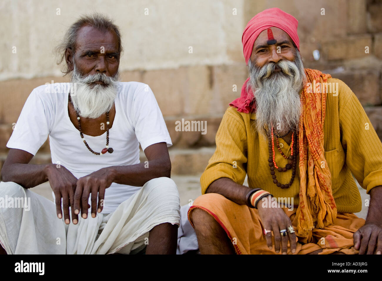 Portrait of two sadhus in Varanasi Stock Photo - Alamy