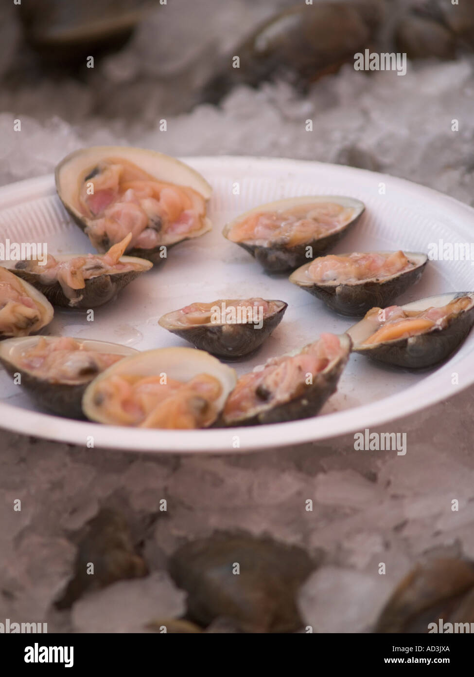 Shellfishermen cook and serve shellfish at the Seafood festival Stock ...