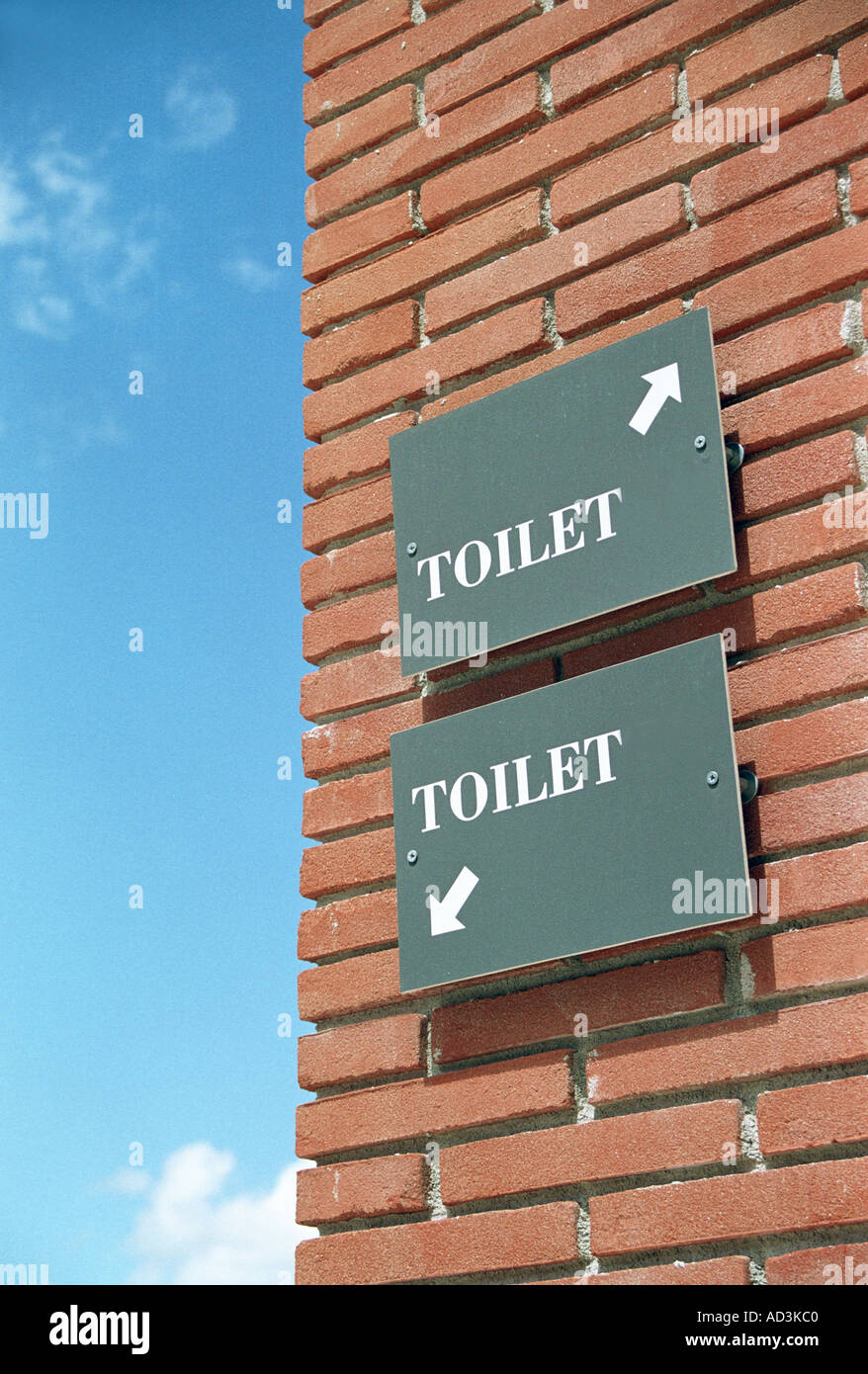 two toilet signs on brick wall Stock Photo - Alamy