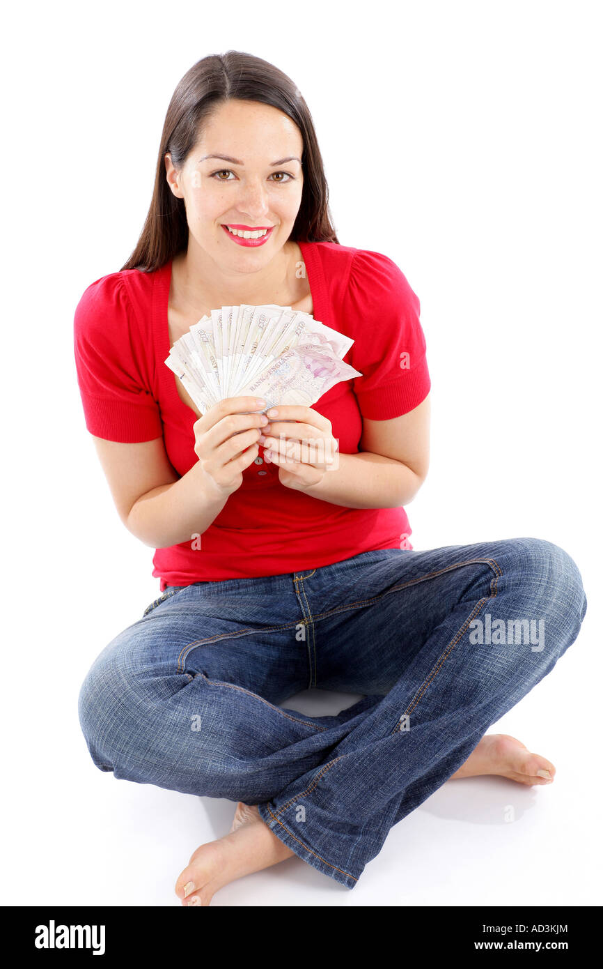 Young Woman Holding Money Model Released Stock Photo - Alamy