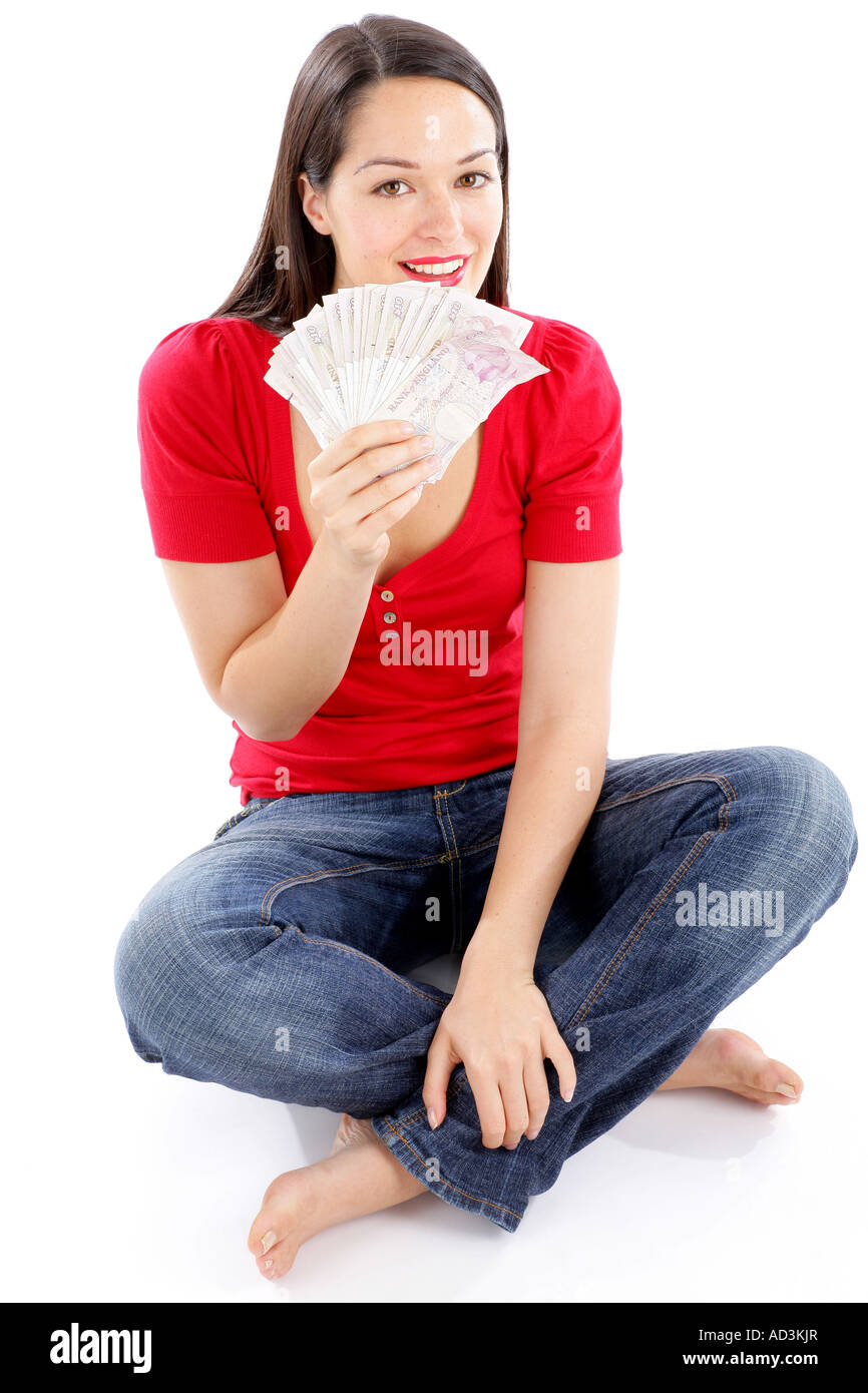 Young Woman Holding Money Model Released Stock Photo - Alamy