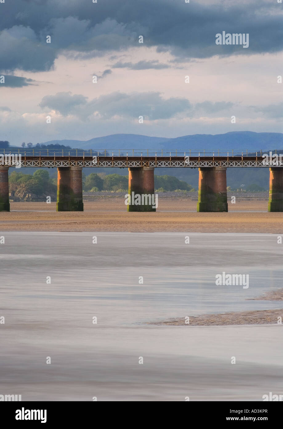 arnside railway bridge with stormy sky Stock Photo - Alamy