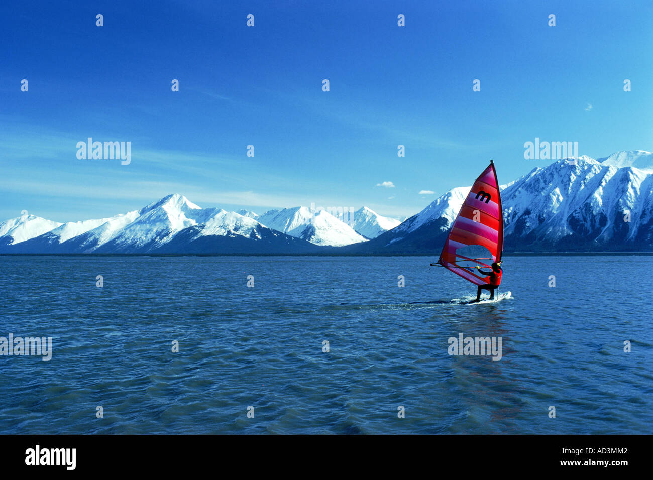 Windsailing at Turnagain Arm off Cook Inlet on Kenai Peninsula, Alaska ...