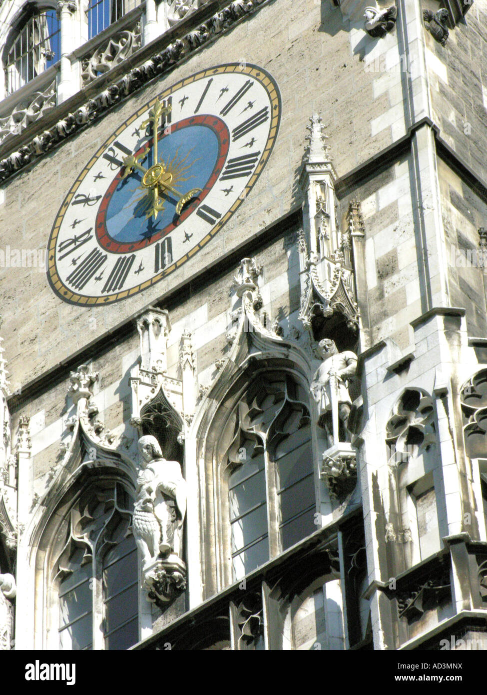 Cityhall clock in Marienplatz in the Munich City Centre Germany Europe ...