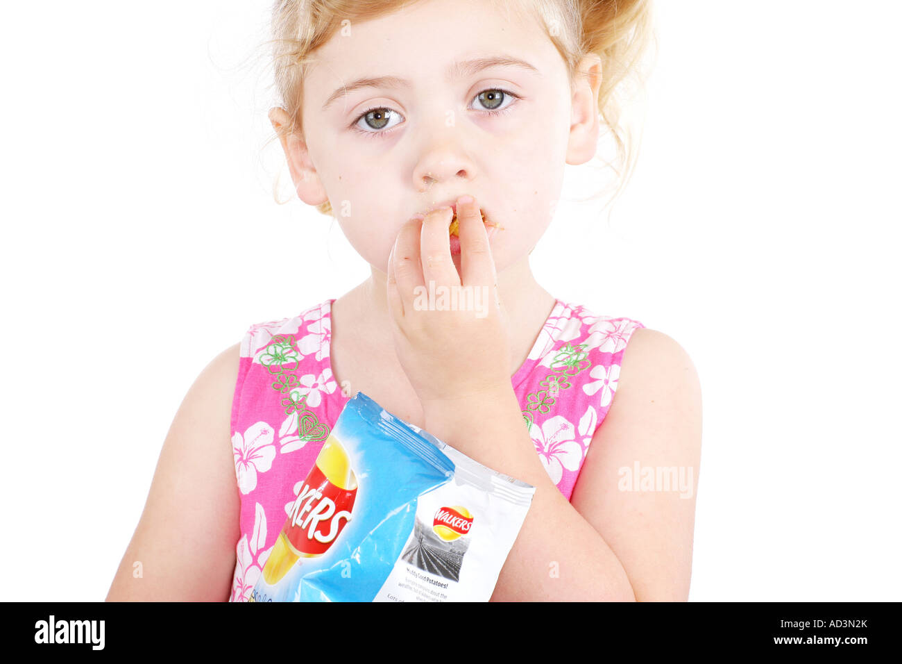 Young Girl Eating Cheese and Onion Crisps Model Released Stock Photo ...