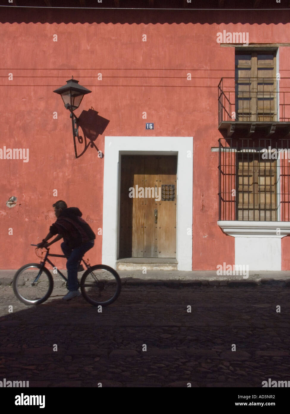 Colonial Spanish buildings facades painted with bright colors in the ...
