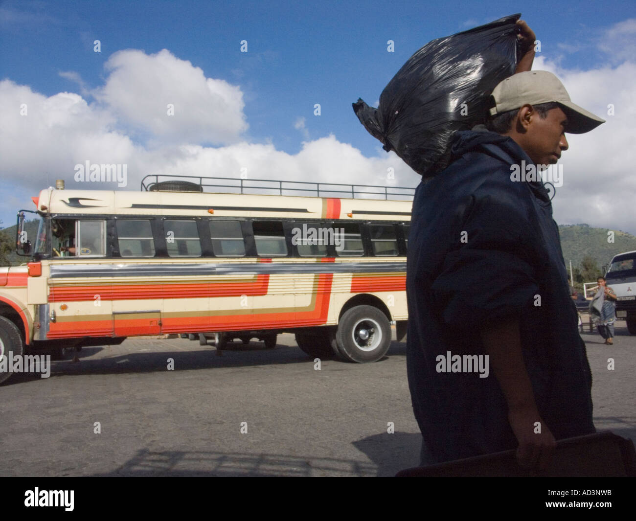Former American school buses now serve as local and long distance buses ...