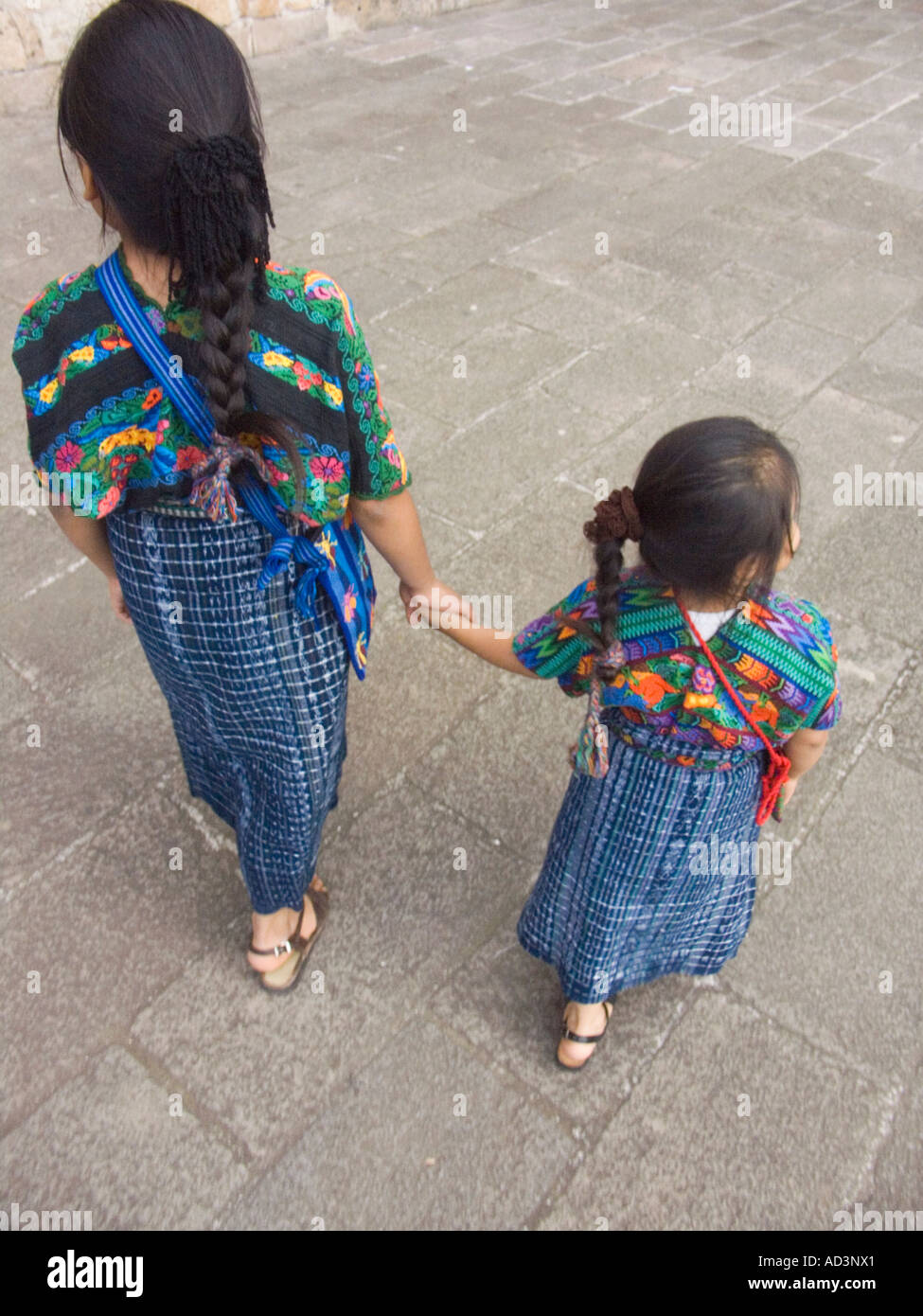 Guatemalan indigenous family in traditional clothing in Antiqua ...