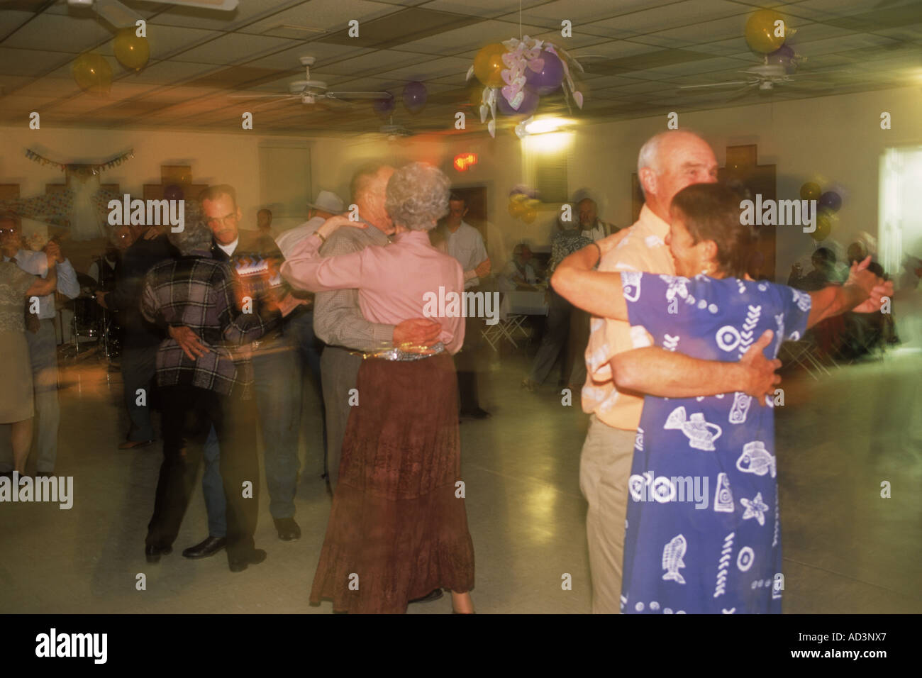 Elderly couples dancing in local clubhouse in Soutwest USA Stock Photo ...