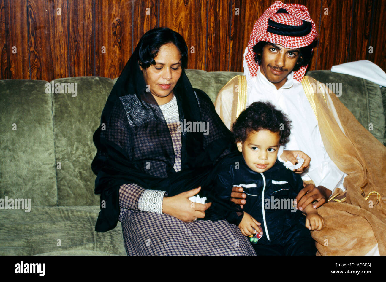 Abu Dhabi UAE Sunni Muslim Family in Home Stock Photo - Alamy