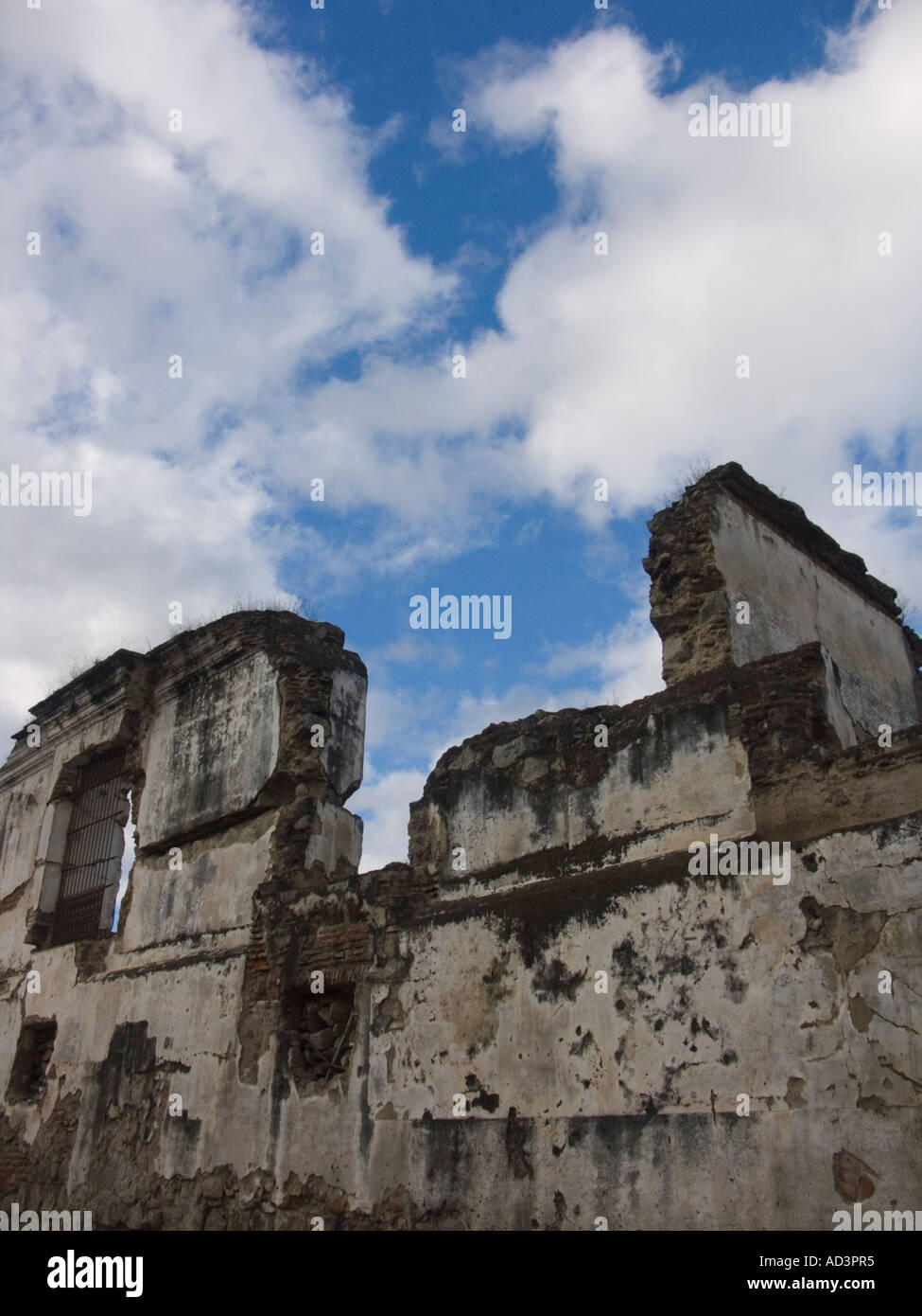 Aged building facades destroyed by weather volcanoes and time Stock ...