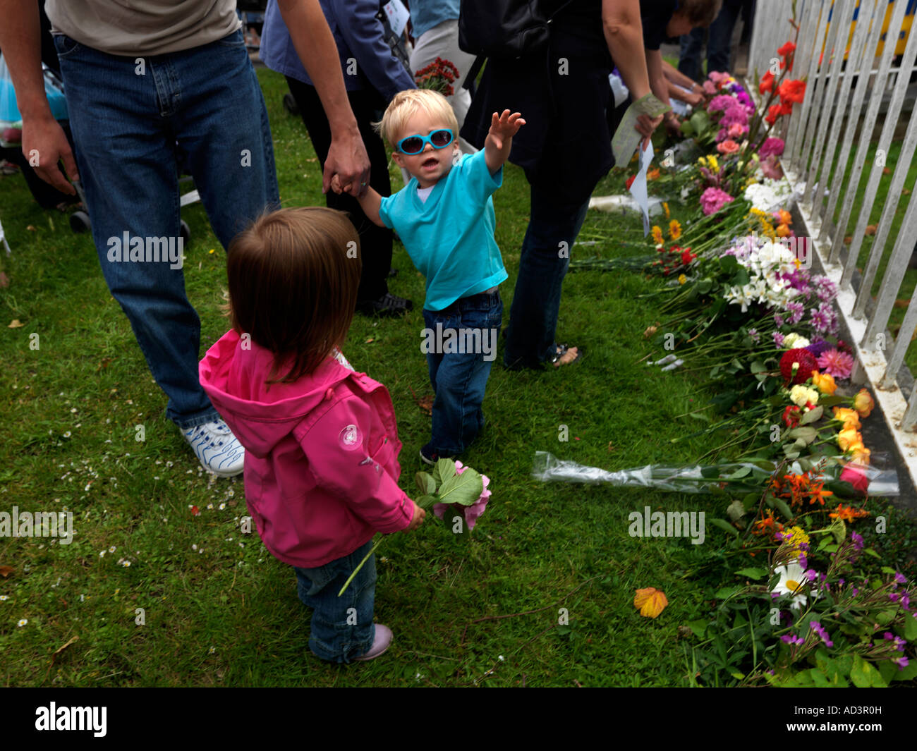 Children Laying a Flower on the Grass Outside Epsom District Hospital ...