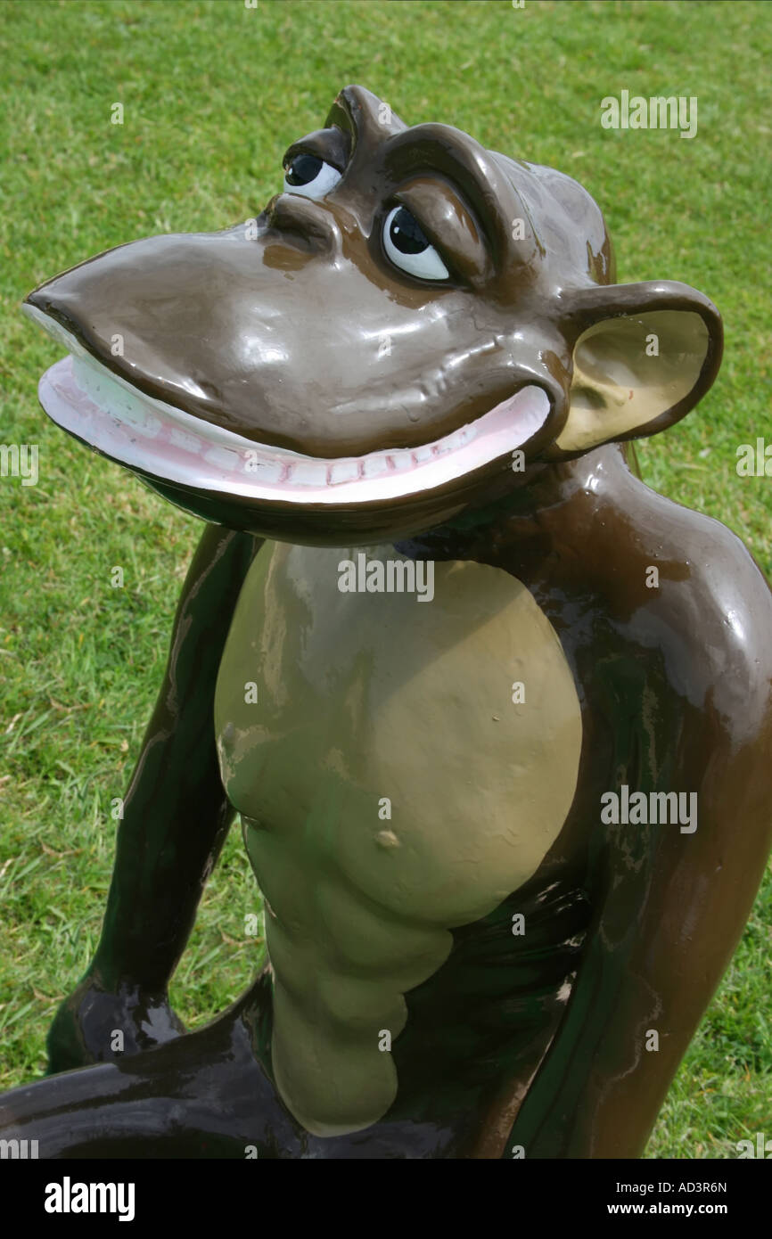 Model of grinning monkey on crazy golf course at Pendine ...