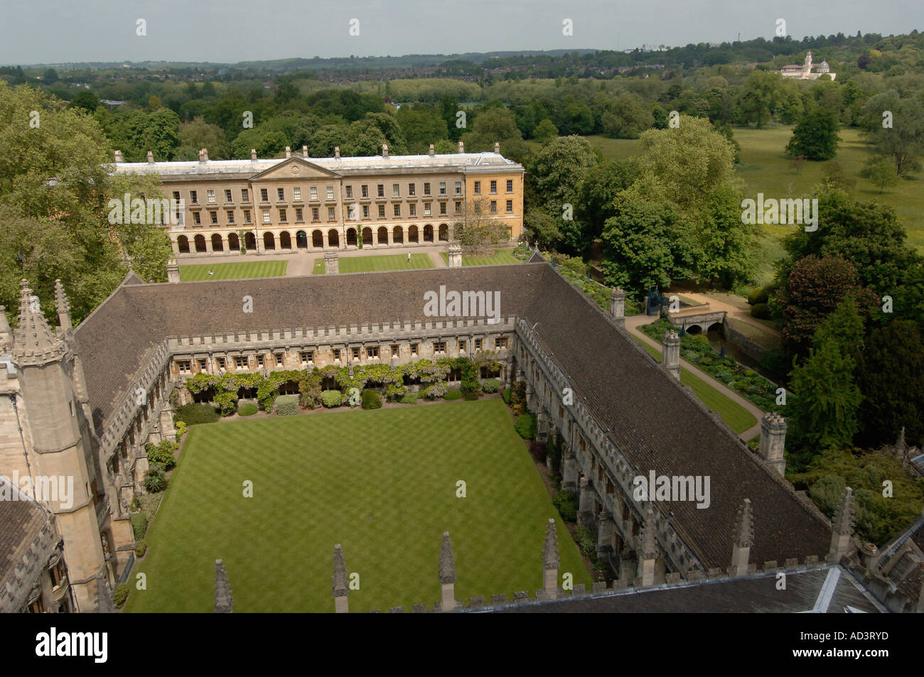 View from magdalen College tower of the Quad and cloisters of the ...