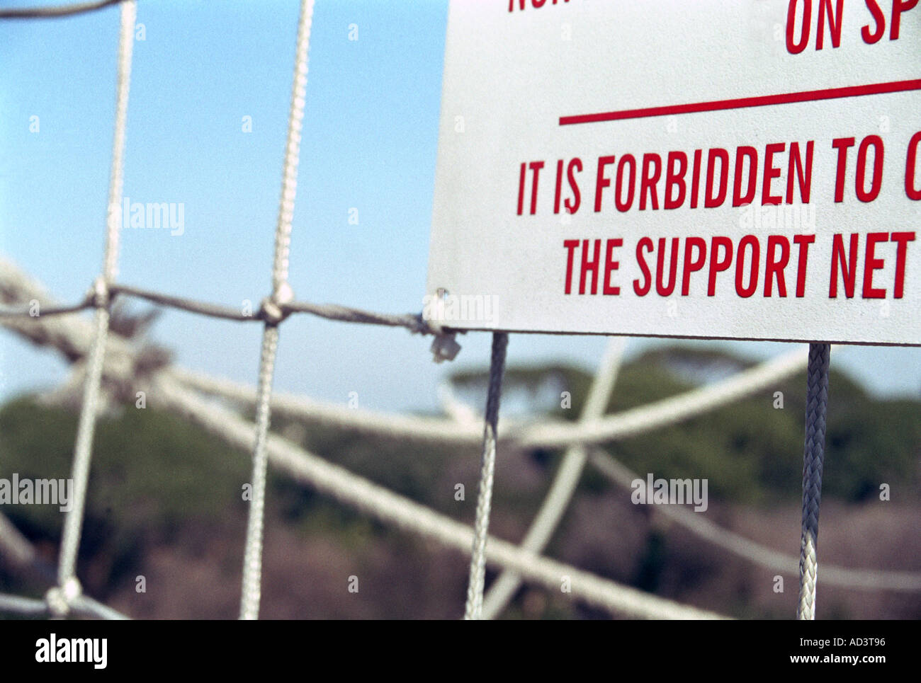 forbidden warning sign on net in balloon Stock Photo - Alamy
