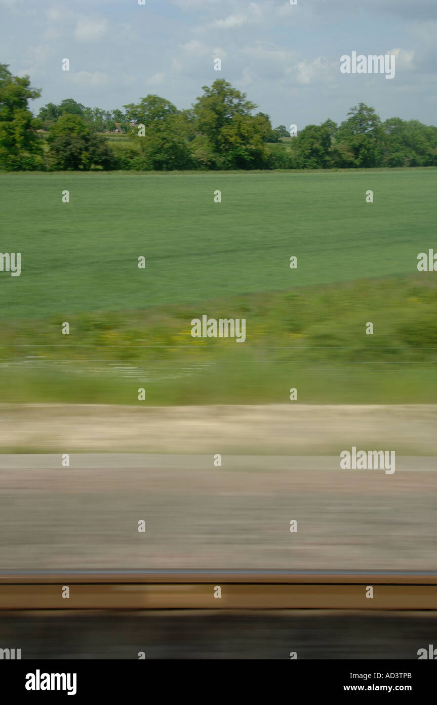 Rail transport the rails speed by the carriage window Stock Photo - Alamy