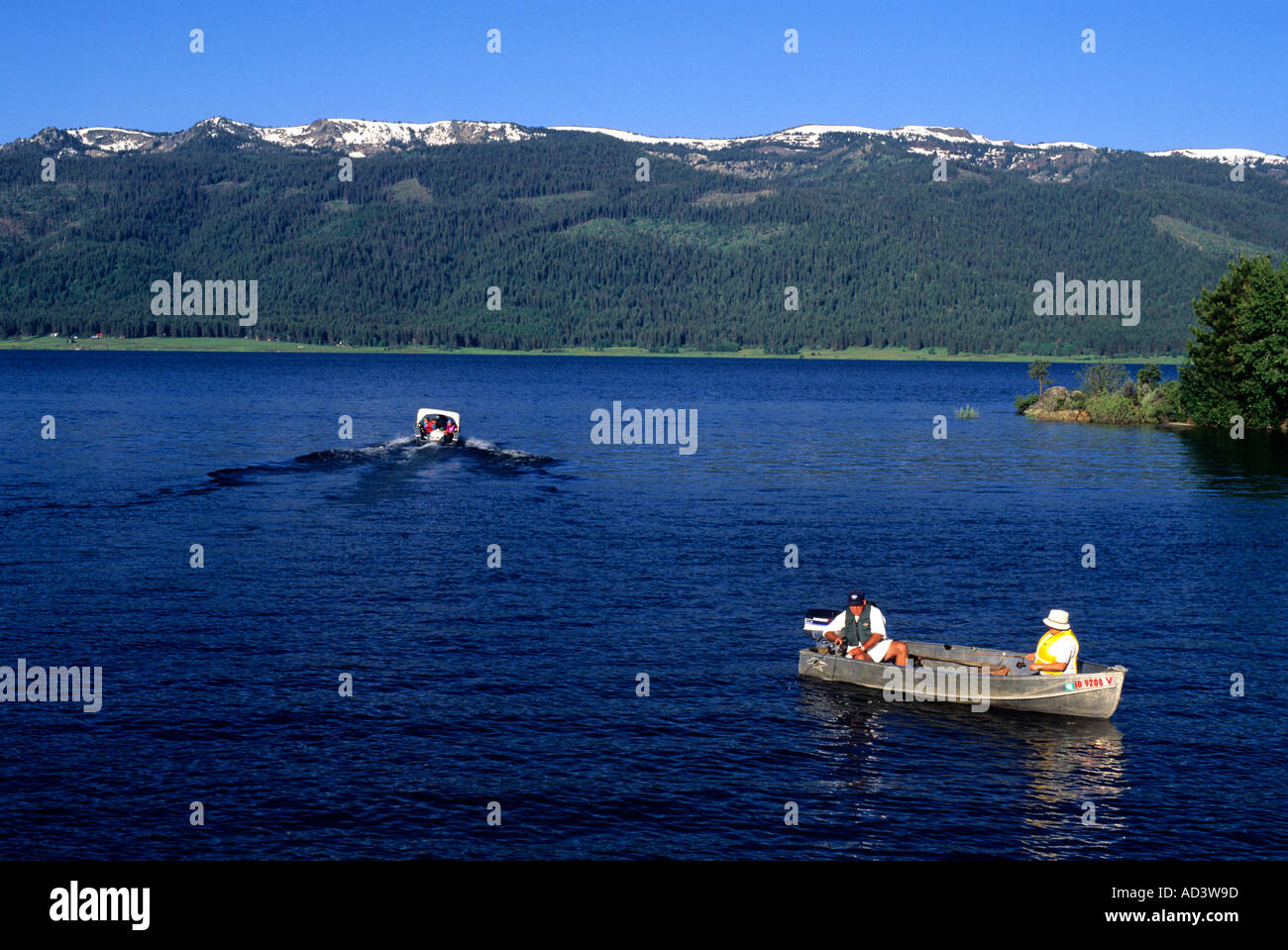 People fishing and boating on Cascade Lake Idaho Stock Photo - Alamy