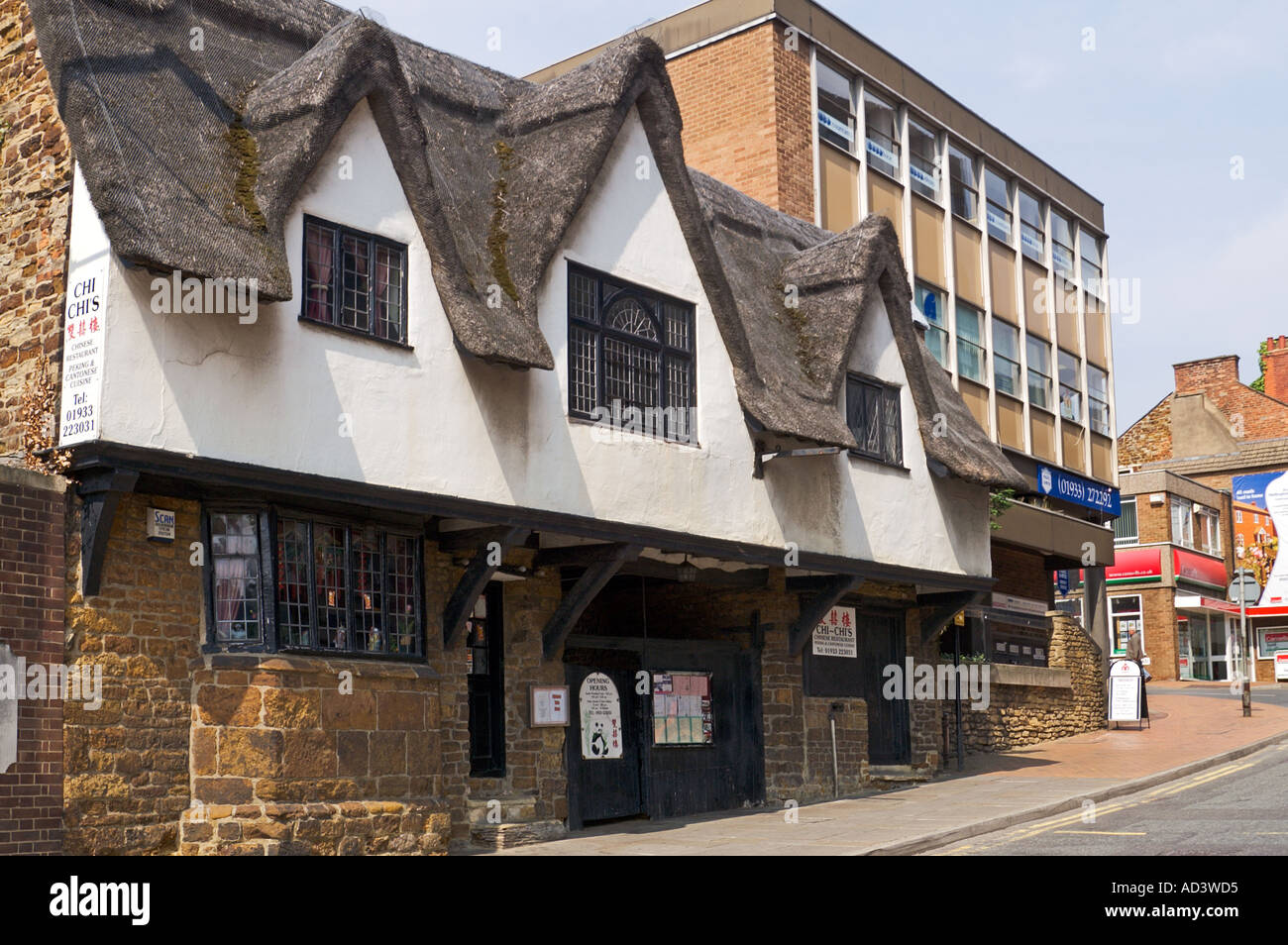 Thatched roof stone building town centre restaurant Wellingborough ...