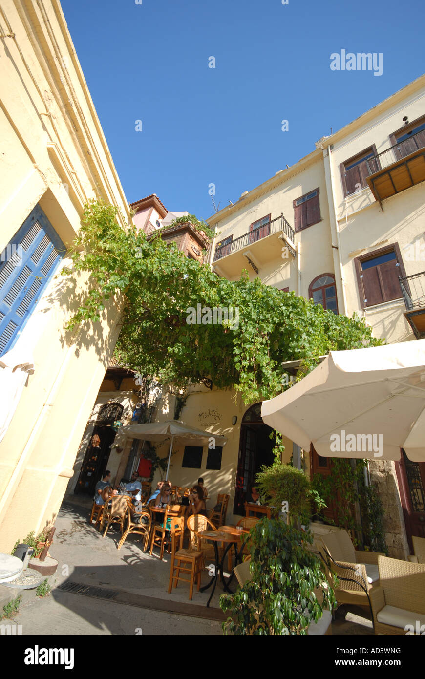 CRETE Street in the old quarter of Hania by the harbour Stock Photo - Alamy