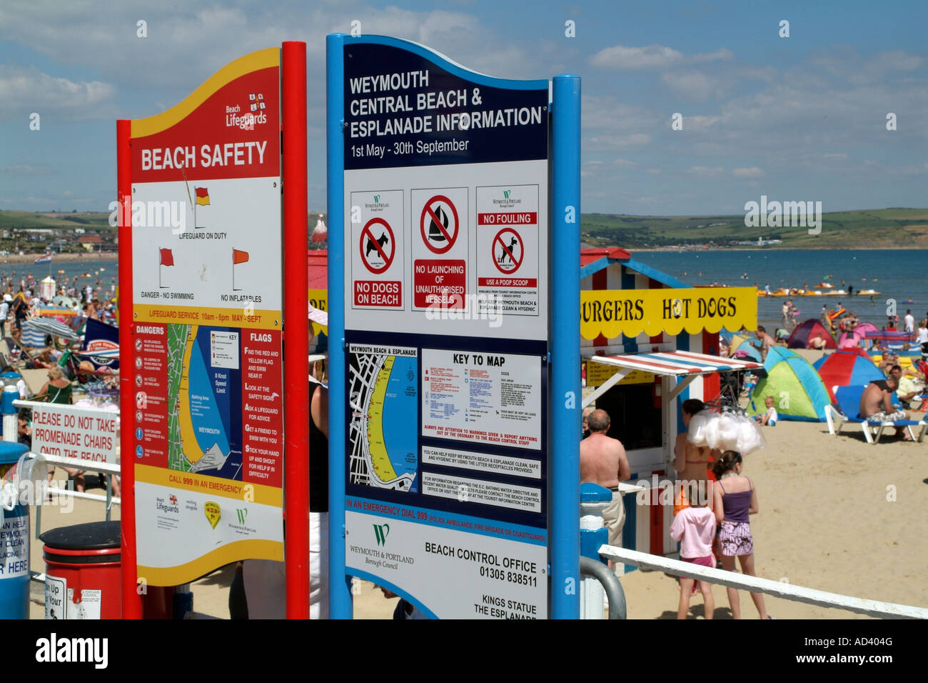 Seaside beach security safety and information board Sign on Weymouth ...
