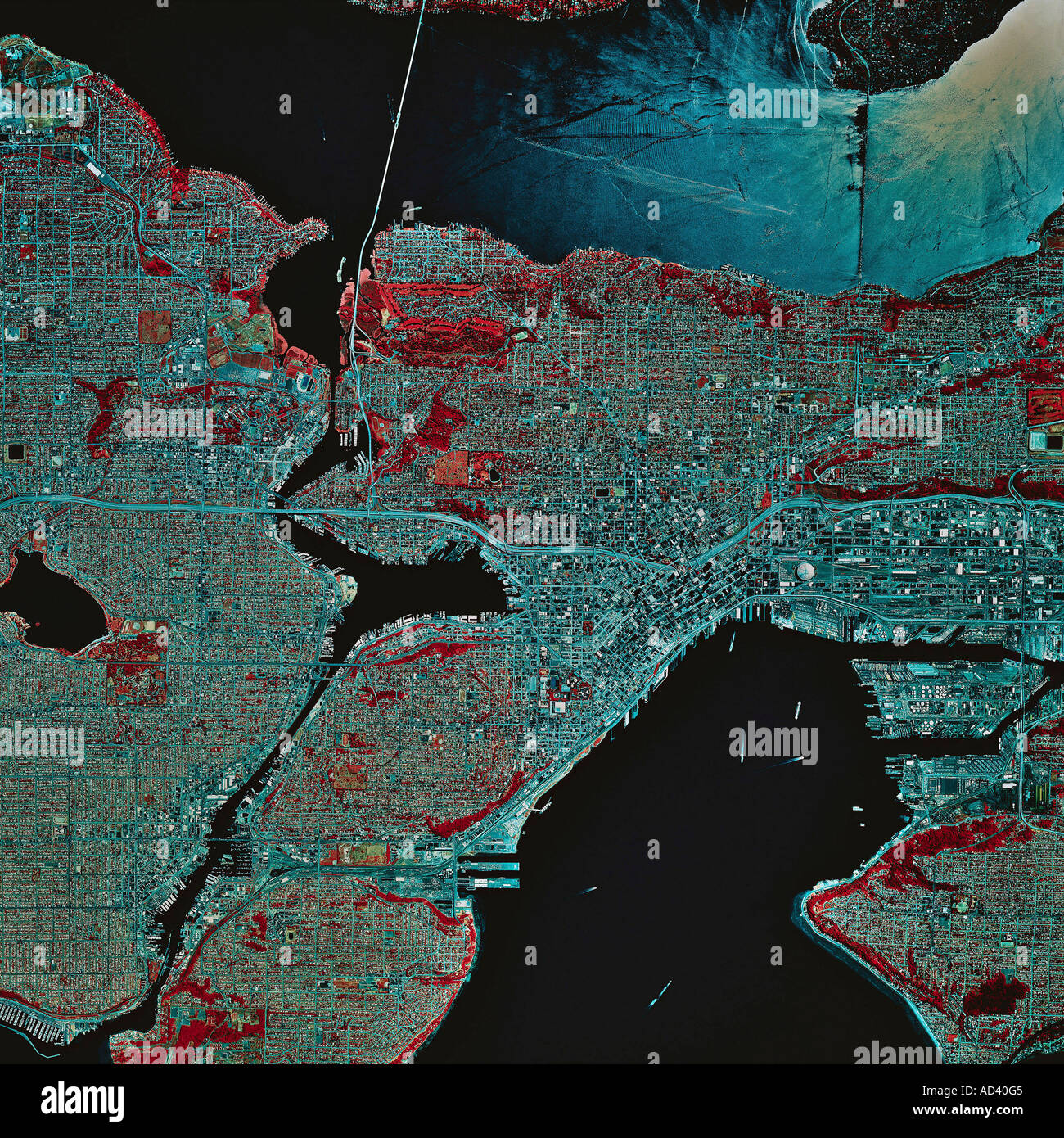 Seattle, Washington, satellite image Stock Photo - Alamy