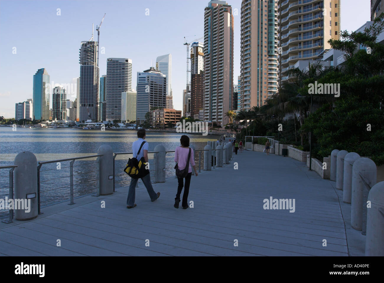 Riverside Walkway by the Brisbane River Brisbane Australia Stock Photo ...