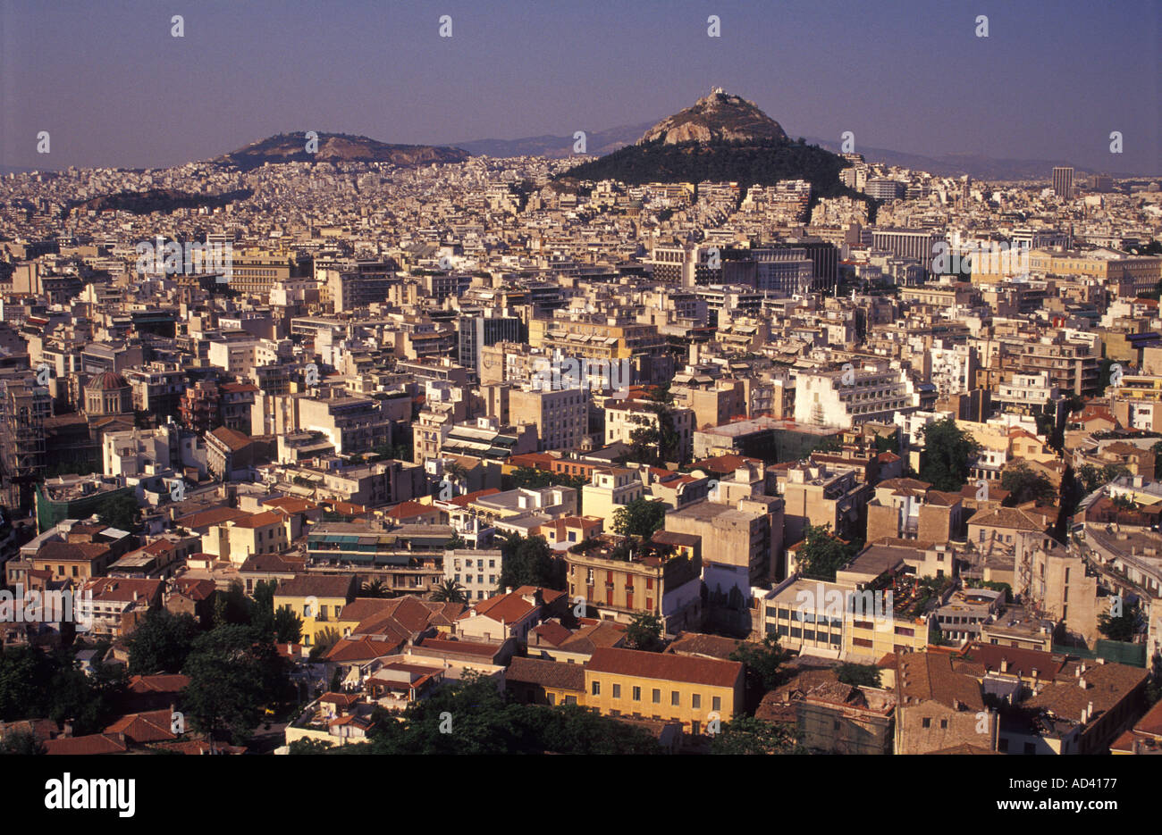 Old Plaka and the Lycabettus Hill, Athens (Greece Stock Photo - Alamy