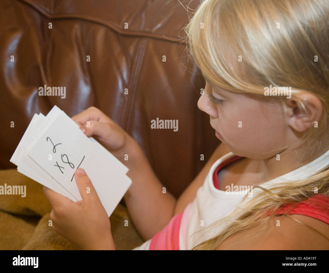 Child studying math with flash cards Stock Photo - Alamy