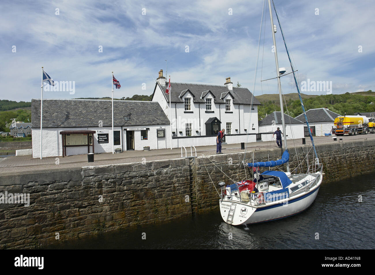 Corpach Locks on the Caledonian Canal near Fort William receiving a ...