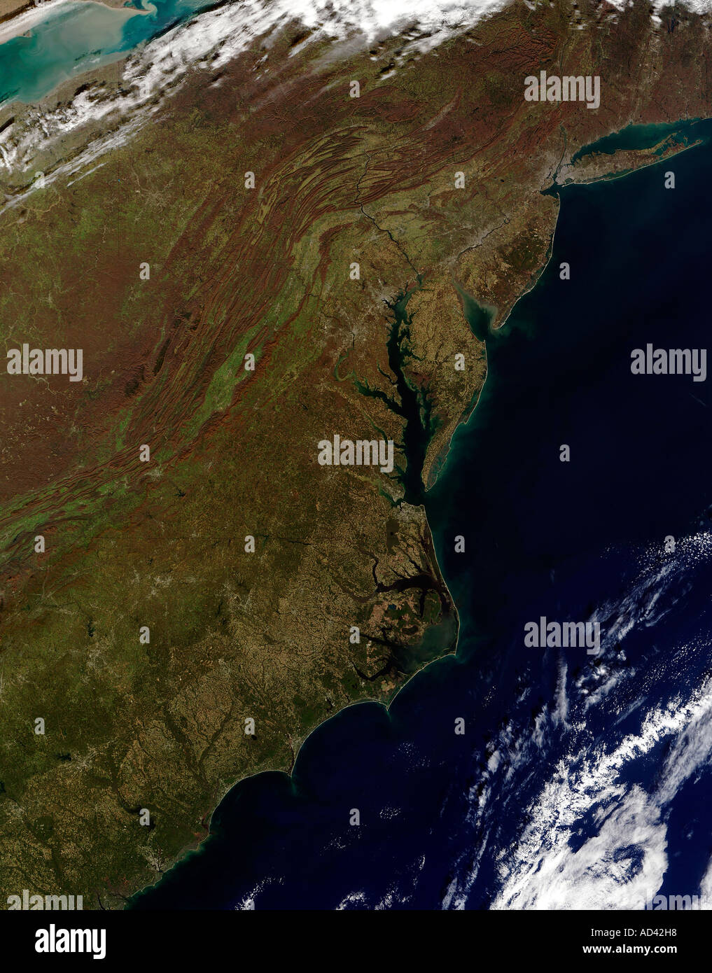 Mid-Atlantic United States, satellite image Stock Photo - Alamy