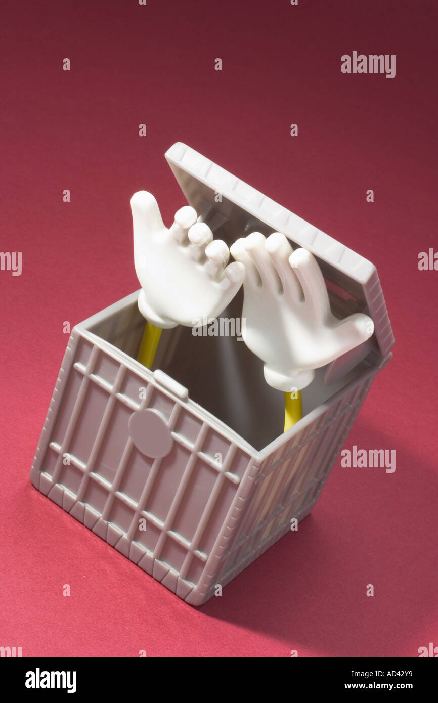 Plastic Toy Hands in Box Stock Photo - Alamy