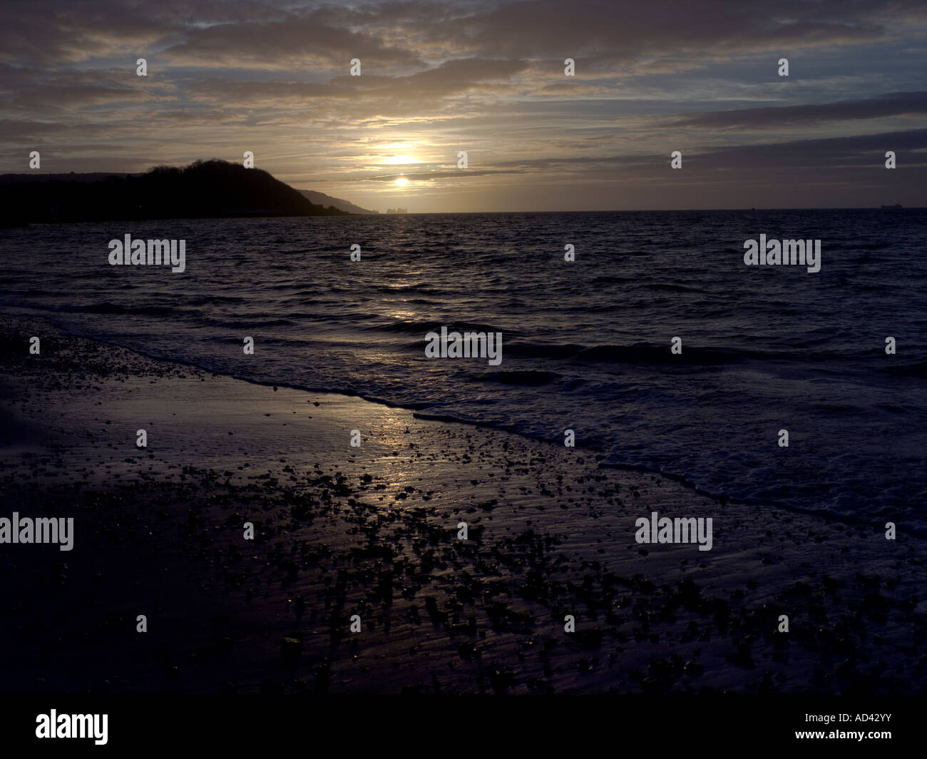 Sunset With The Needles in view Isle of Wight Stock Photo - Alamy