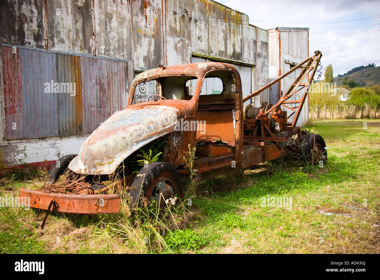 Rusted car wreck North Island New Zealand Stock Photo - Alamy