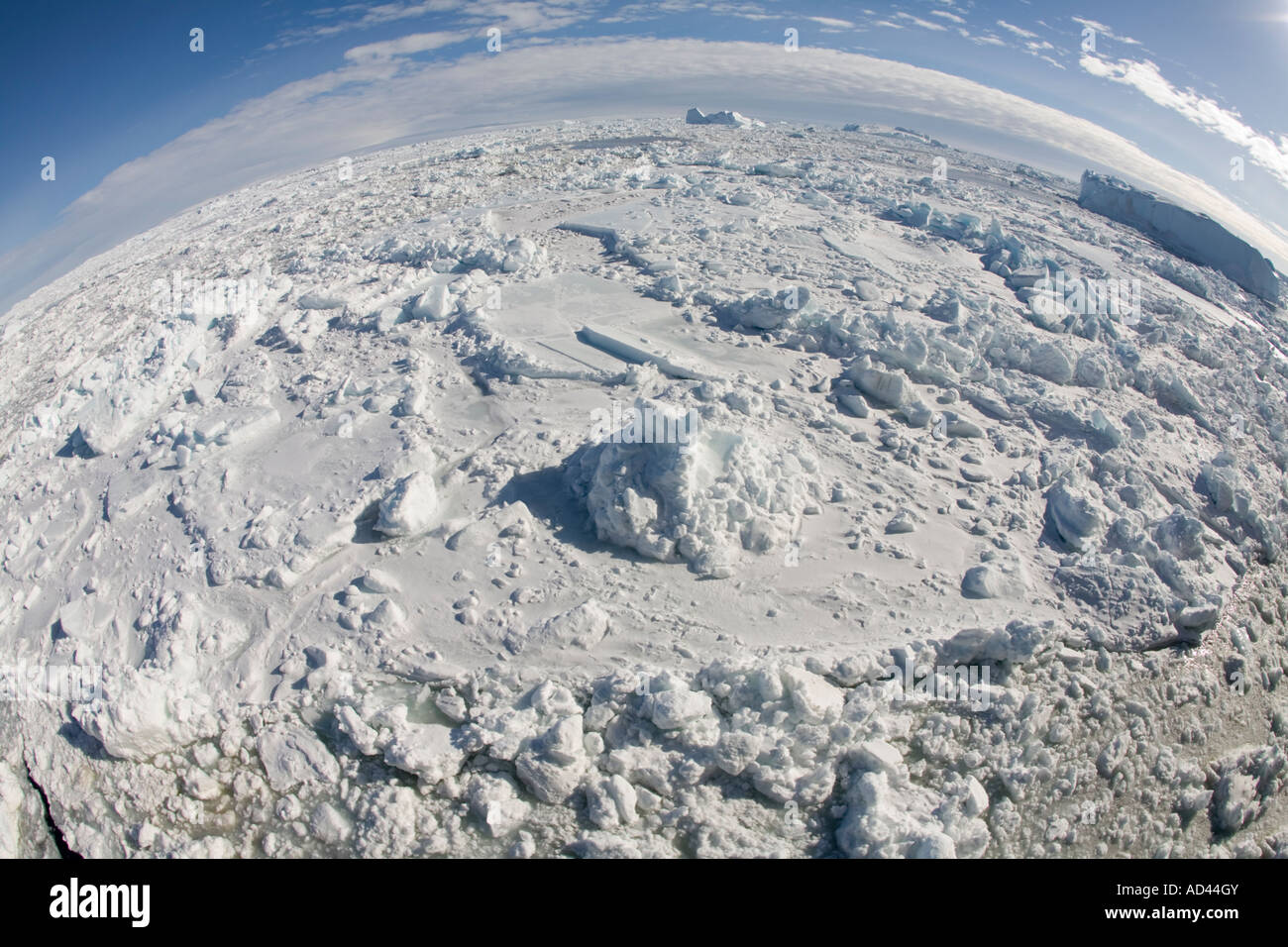Antarctica Erebus and Terror Gulf Fisheye view of solid winter ice ...
