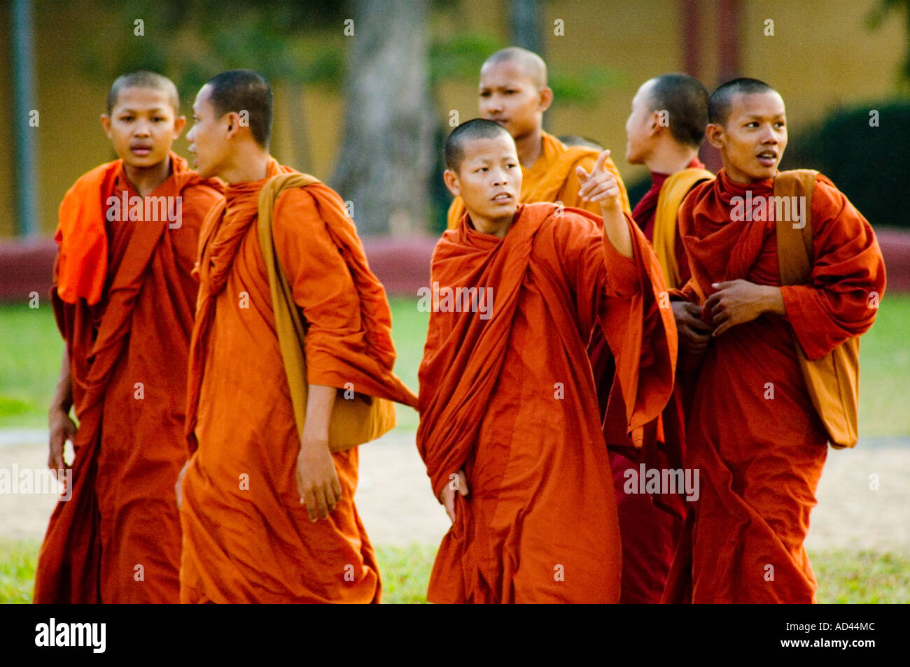 Young Monks going to monastery Stock Photo - Alamy